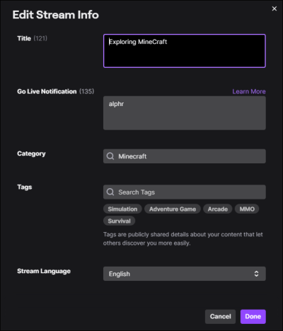 How To Change Stream Title In OBS